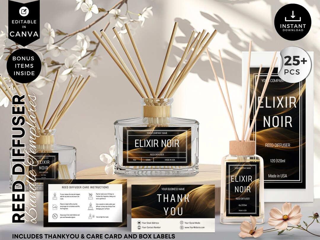 Editable Reed Diffuser Template, DIY Canva Product Labels, Room ...