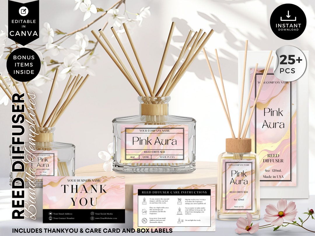 Editable Reed Diffuser Template, DIY Canva Product Labels, Room ...