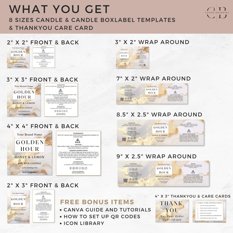 Editable Candle Jar Label, DIY Candle Label Template, Modern Candle ...