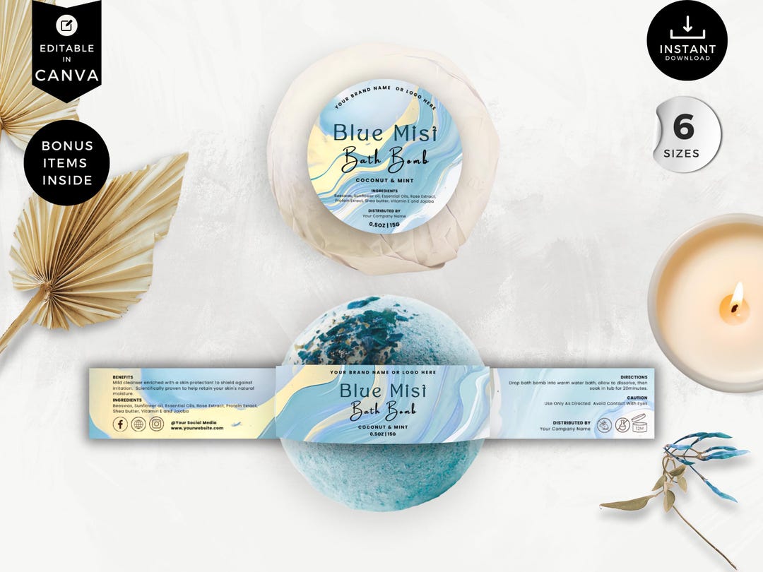 Bath Bomb Labels, Soap Label Template, Cosmetic Label Templates, Canva ...