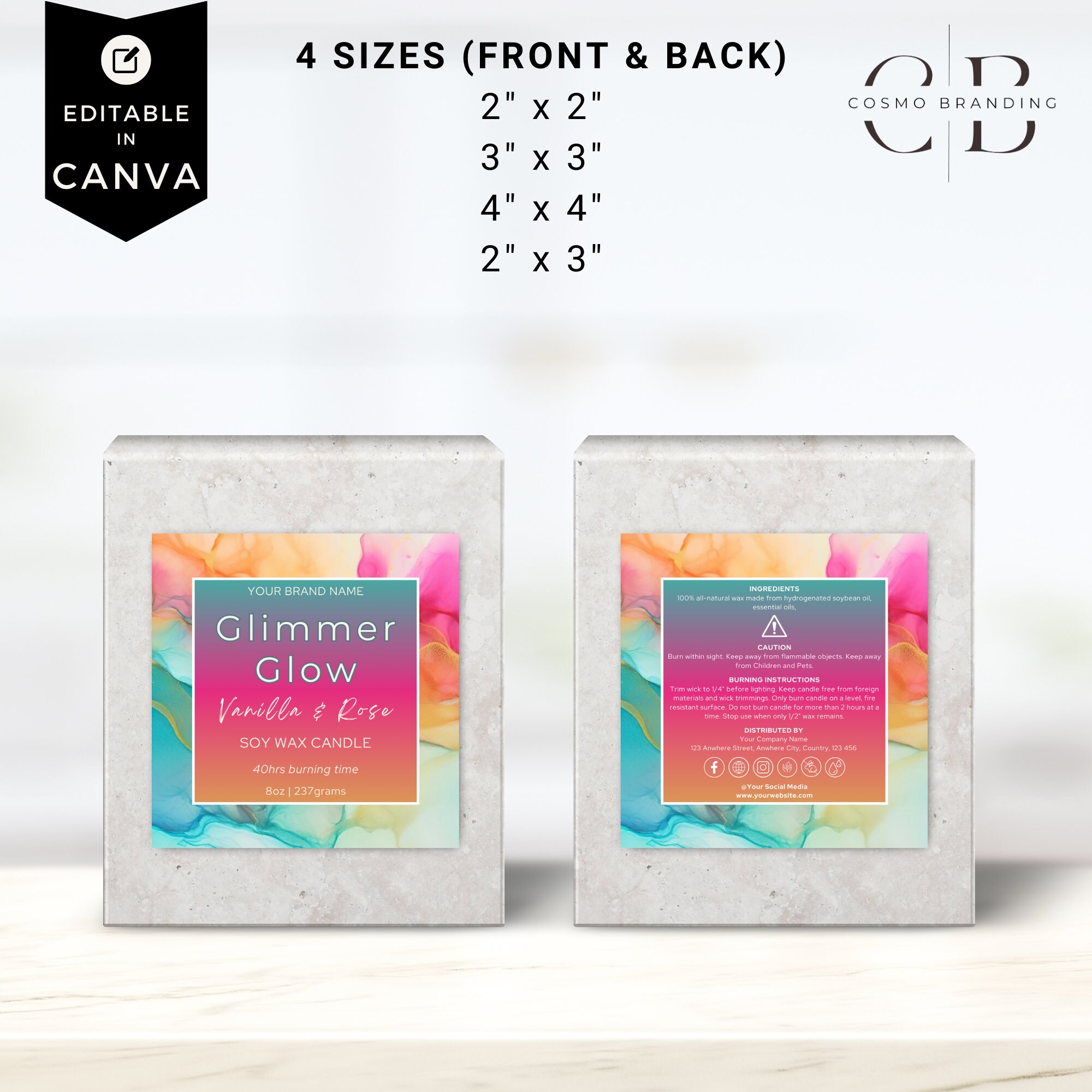 Editable Candle Jar Label, DIY Candle Label Template, Modern Candle ...