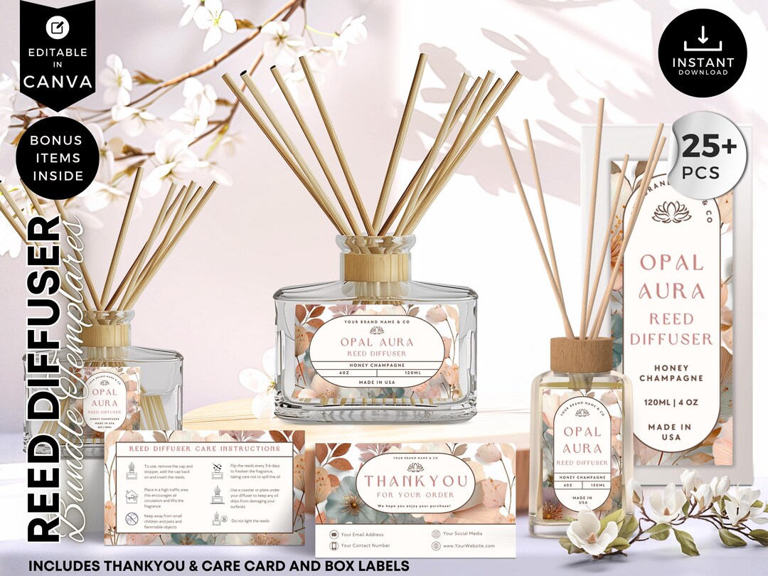 Editable Reed Diffuser Template, DIY Canva Product Labels, Room ...