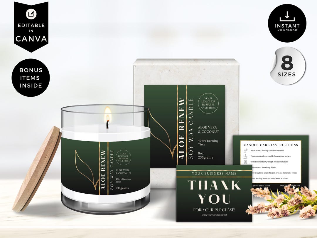 Editable Candle Jar Label Template, DIY Candle Product Design, Modern ...