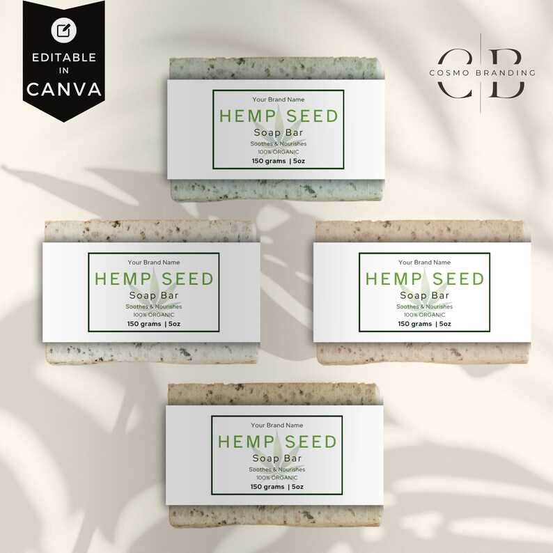 Editable Soap Label, Soap Labels Template, Hemp Seed Soap Label, Diy ...