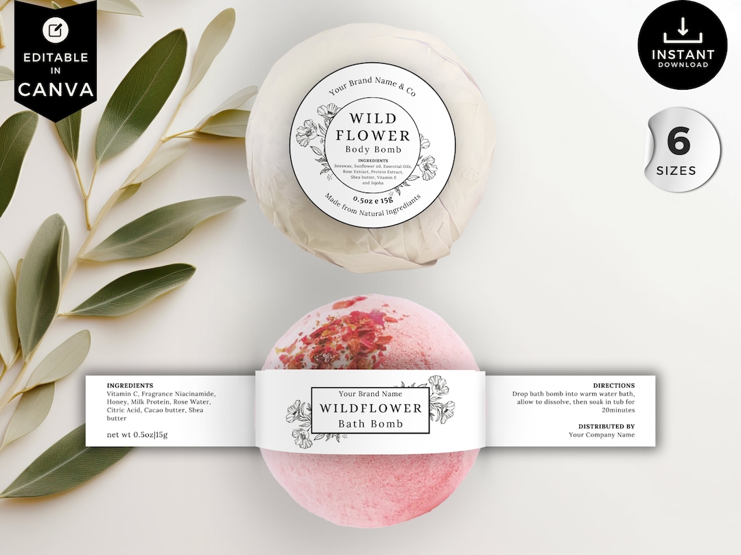 Bath Bomb Labels, Soap Label Template, Cosmetic Label Templates, DIY ...