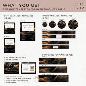 Bath Product Labels, Black, Cosmetic Label Templates, Soap Labels, Spa ...
