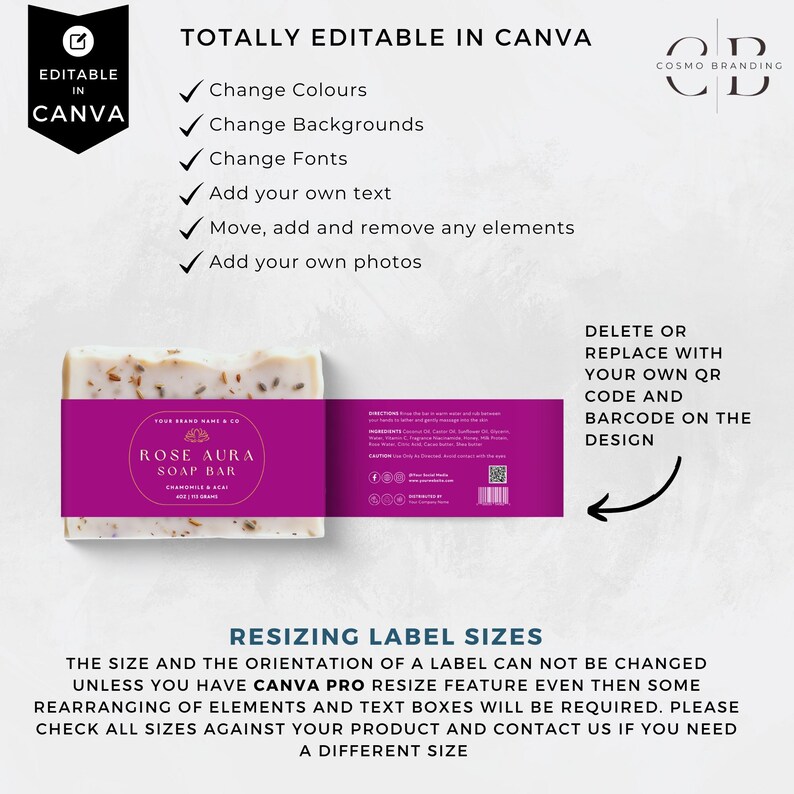 Editable Soap Label, Soap Labels Template, Modern Soap Design, Diy Soap ...