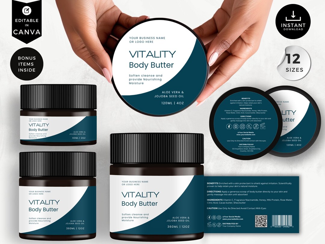 Editable Jar Label Templates, Cosmetic Product Label, DIY Canva Design ...