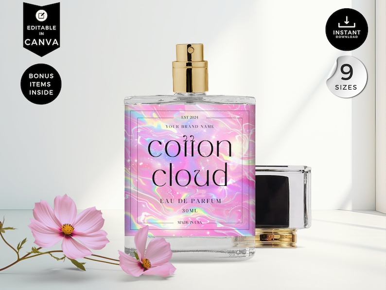 Editable Perfume Bottle Label, Custom Fragrance Canva Design, DIY ...