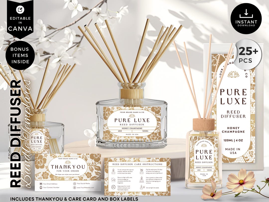 Editable Reed Diffuser Template, DIY Canva Product Labels, Room ...