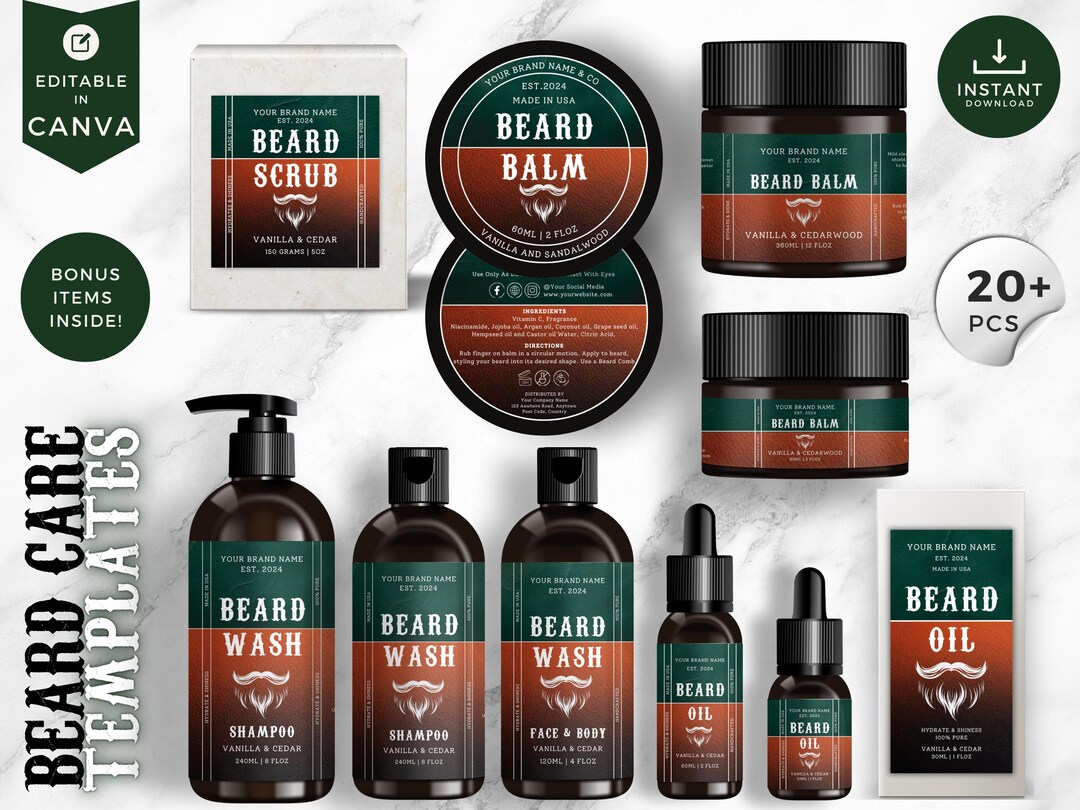 Editable Cosmetic Container Label Templates, Men Care Product, Jar ...