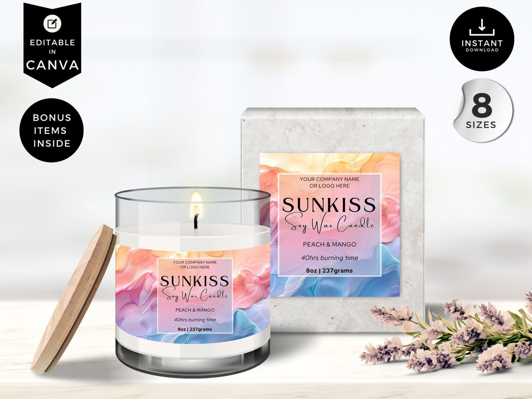 Editable Candle Jar Label, DIY Candle Label Template, Modern Candle ...