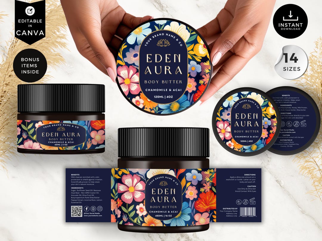 Editable Jar Label Templates, Cosmetic Product Label, DIY Canva Design ...