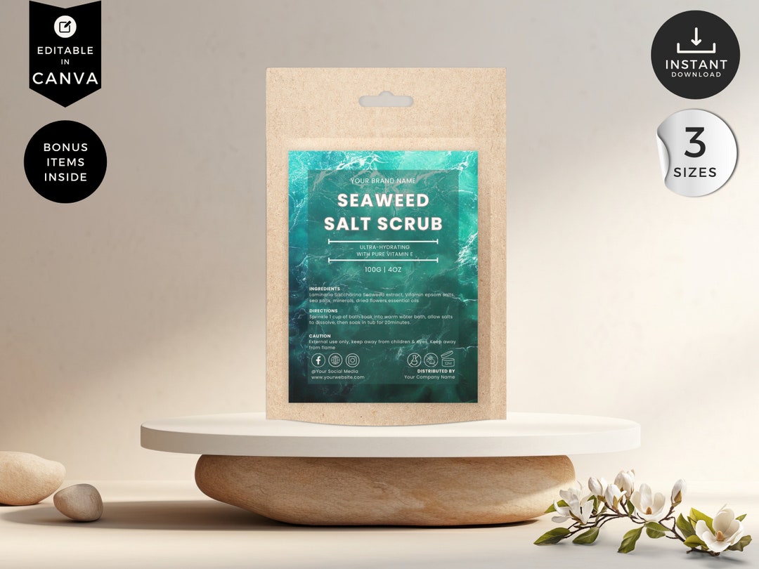 Editable Pouch Label Template, Bath Salts Label, Apothecary Pouch Label ...