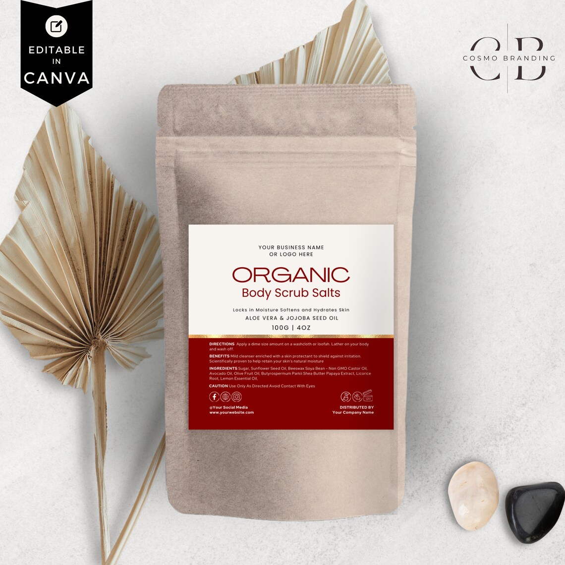 Editable Pouch Label Template, Bath Salts Label, Apothecary Pouch Label ...