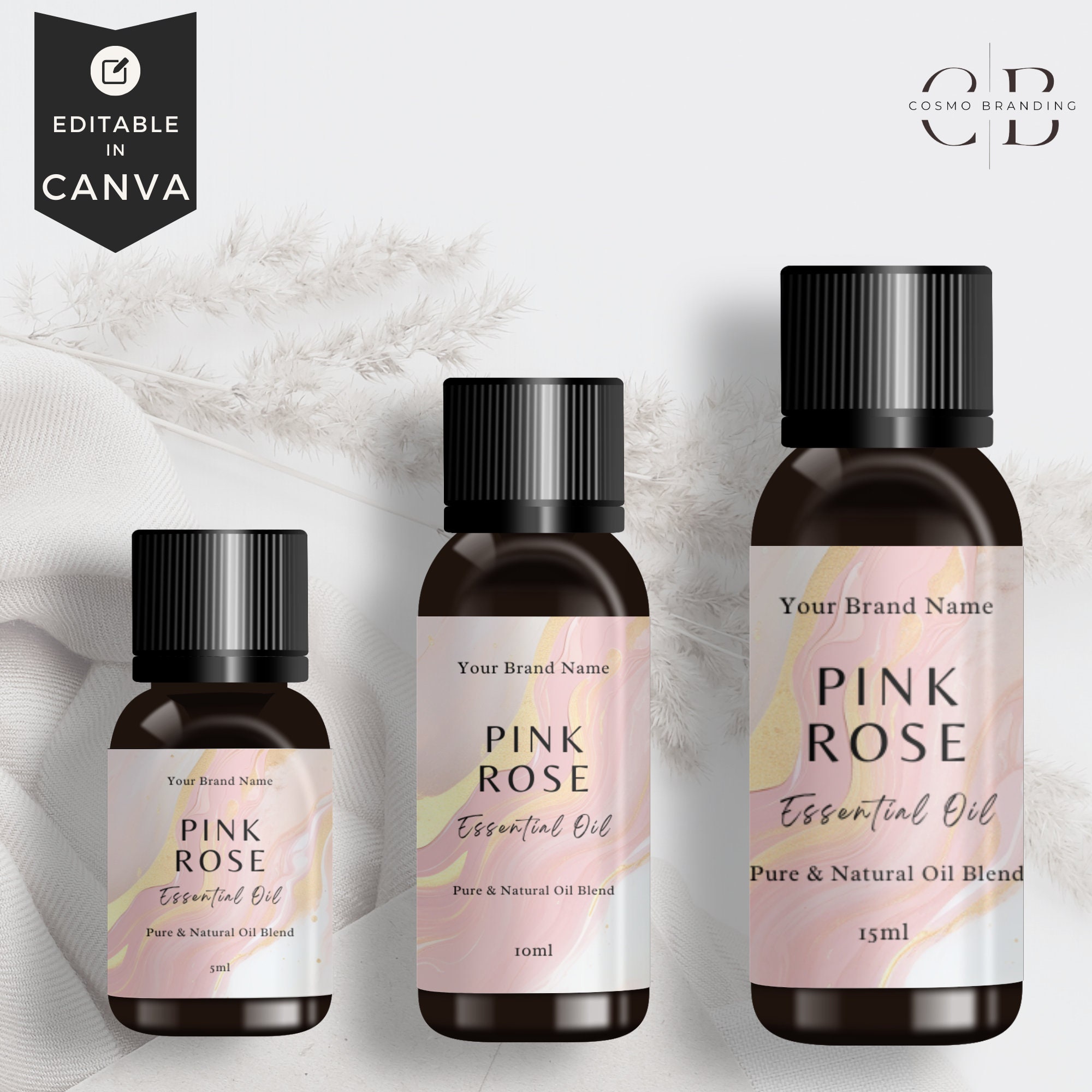 Editable Essential Oil Labels, Roller Bottle Labels, 5ml, 10ml, 15ml ...