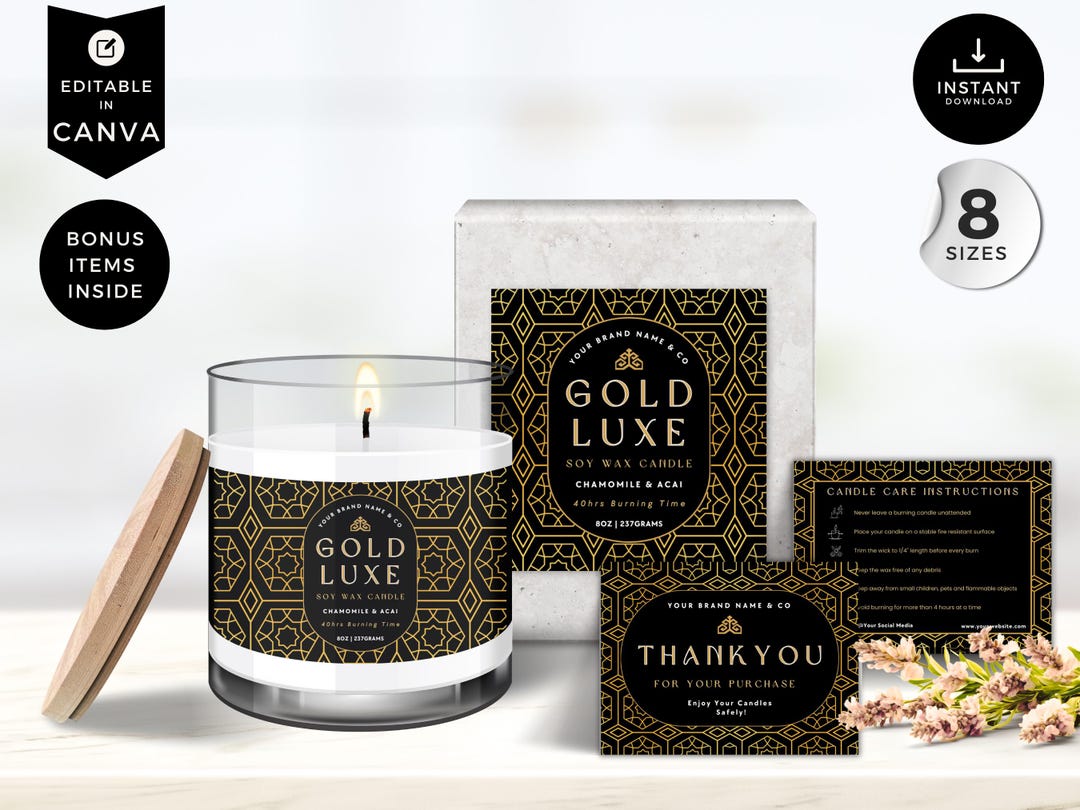 Editable Candle Jar Label Template, DIY Candle Product Design, Modern ...