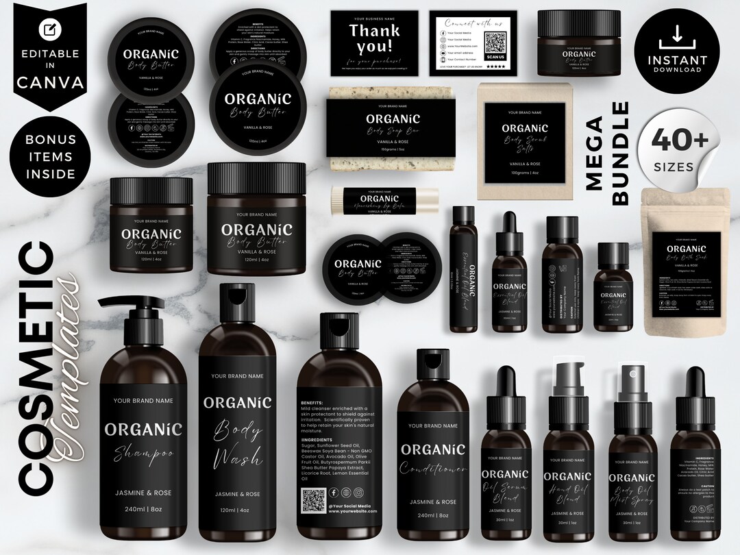 Editable Cosmetic Label Templates, Custom Body Product Label, DIY ...