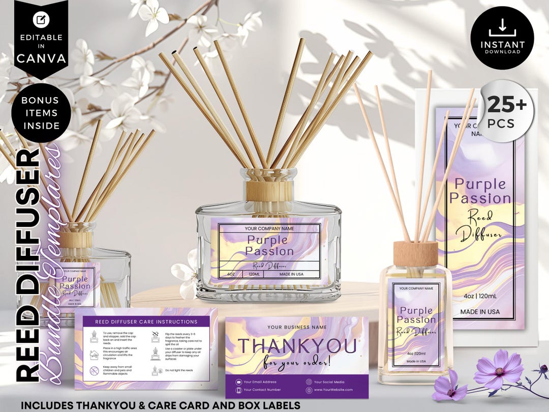 Editable Reed Diffuser Template, DIY Canva Product Labels, Room ...