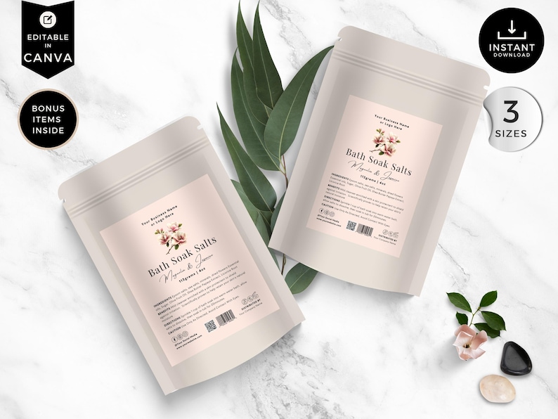 Editable Pouch Label Template, Bath Salts Label, Apothecary Pouch Label ...