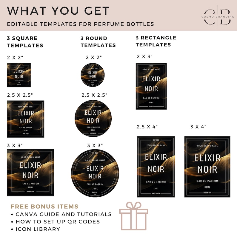 Editable Perfume Bottle Label, Custom Fragrance Canva Design, DIY ...