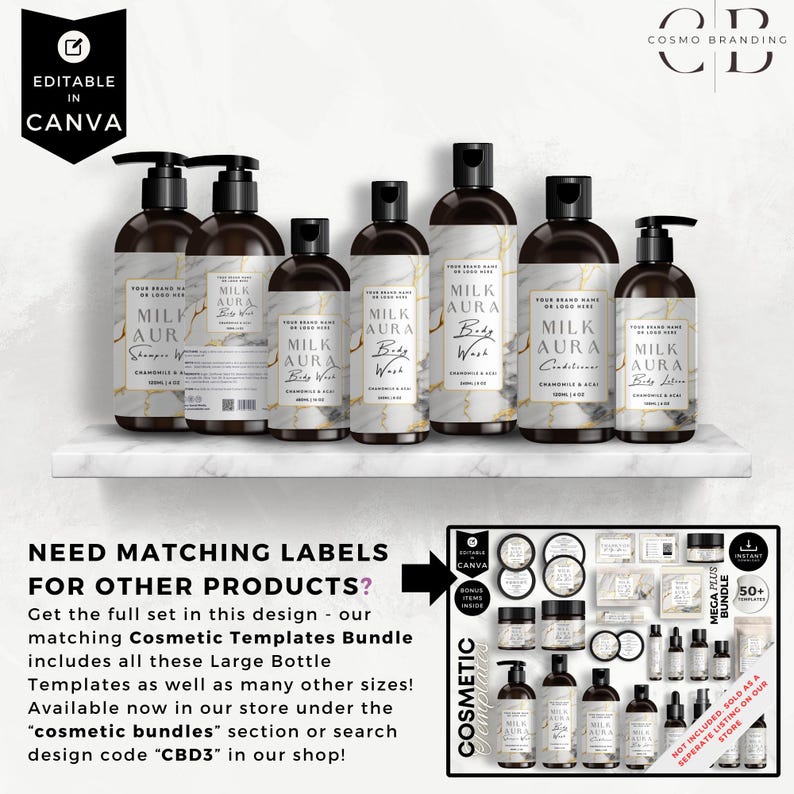 Shampoo Bottle Label Template, Canva Label Design, DIY Cosmetic Bottle ...