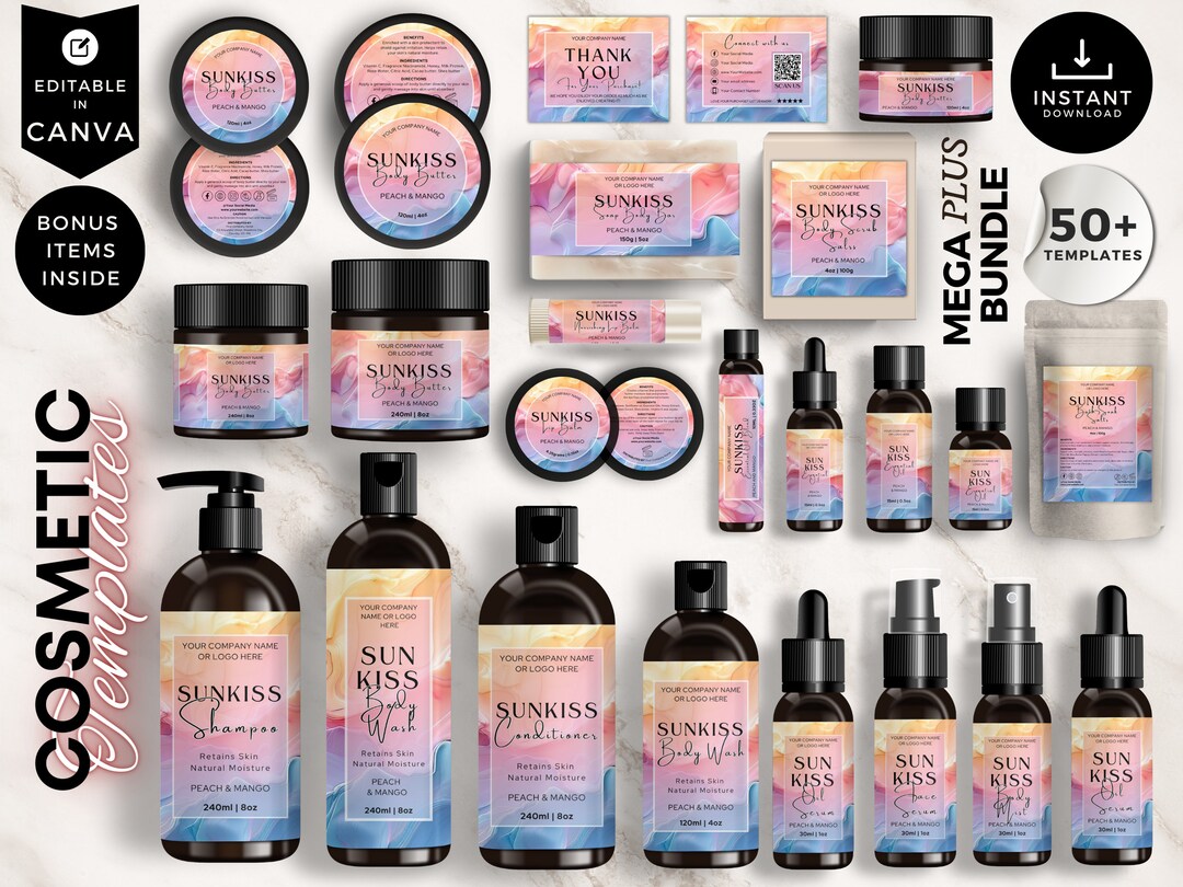 Editable Cosmetic Label Templates, Custom Body Product Label, DIY ...