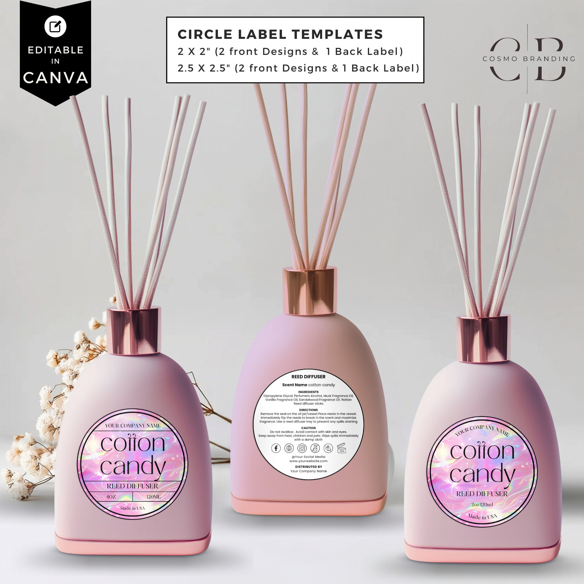 Editable Reed Diffuser Template, DIY Canva Product Labels, Room ...