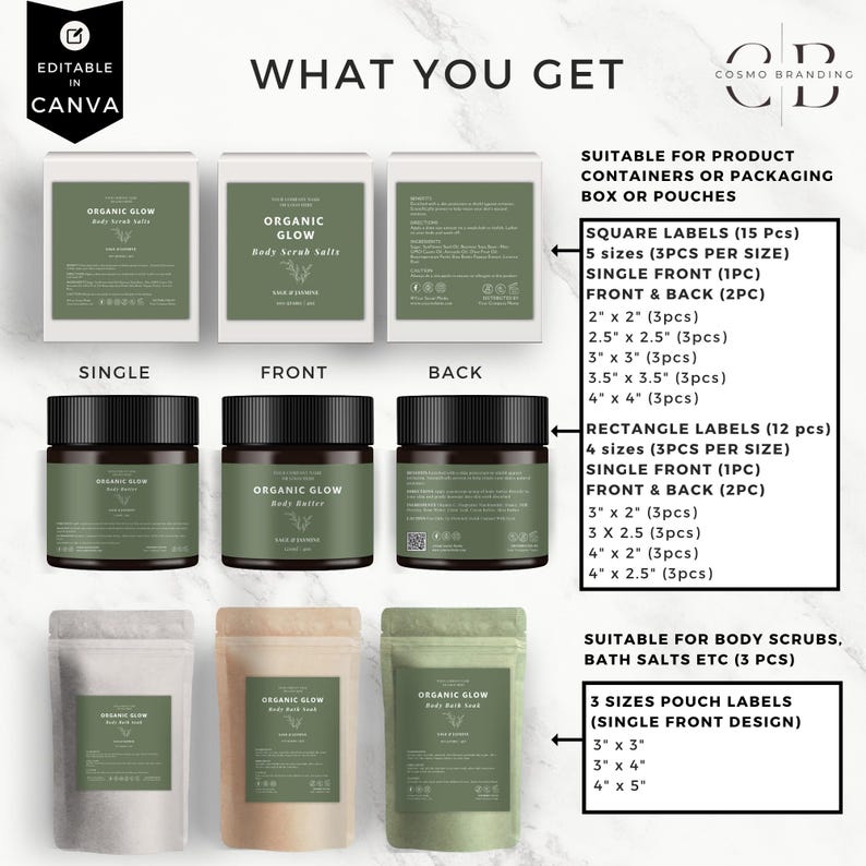 Botanical Skincare Label Template Bundle Canva Editable Cosmetic Labels ...