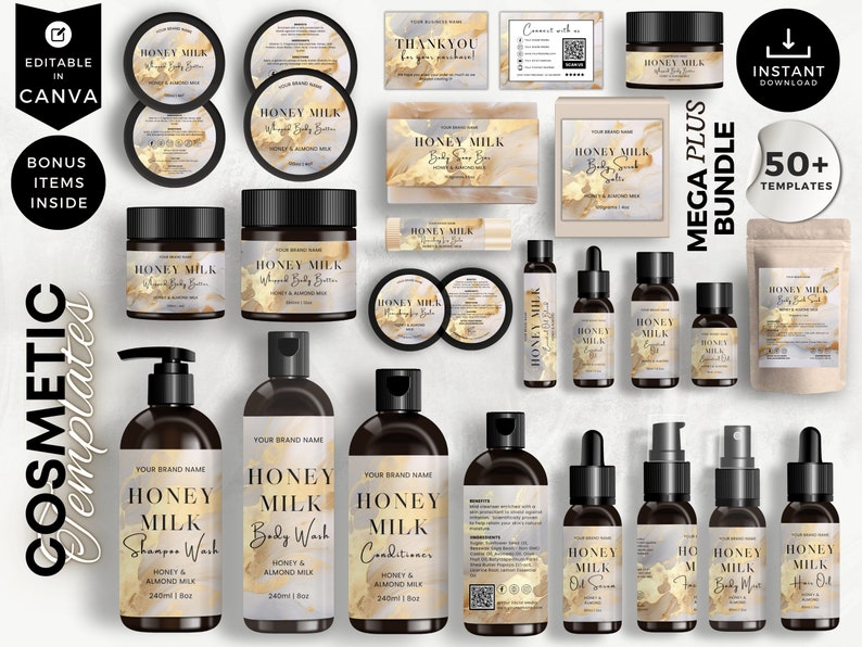 Editable Cosmetic Label Templates, Custom Body Product Label, DIY ...