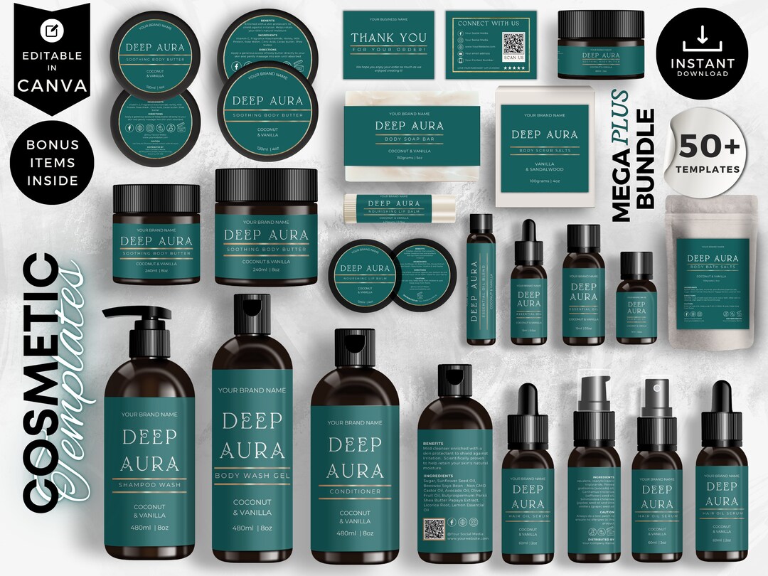 Editable Cosmetic Label Templates, Custom Body Product Label, DIY ...