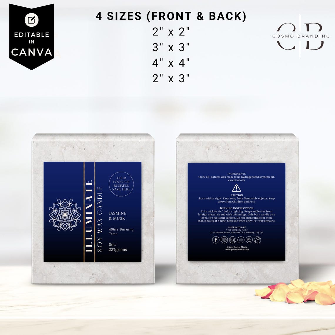 Editable Candle Jar Label Template, DIY Candle Product Design, Modern ...