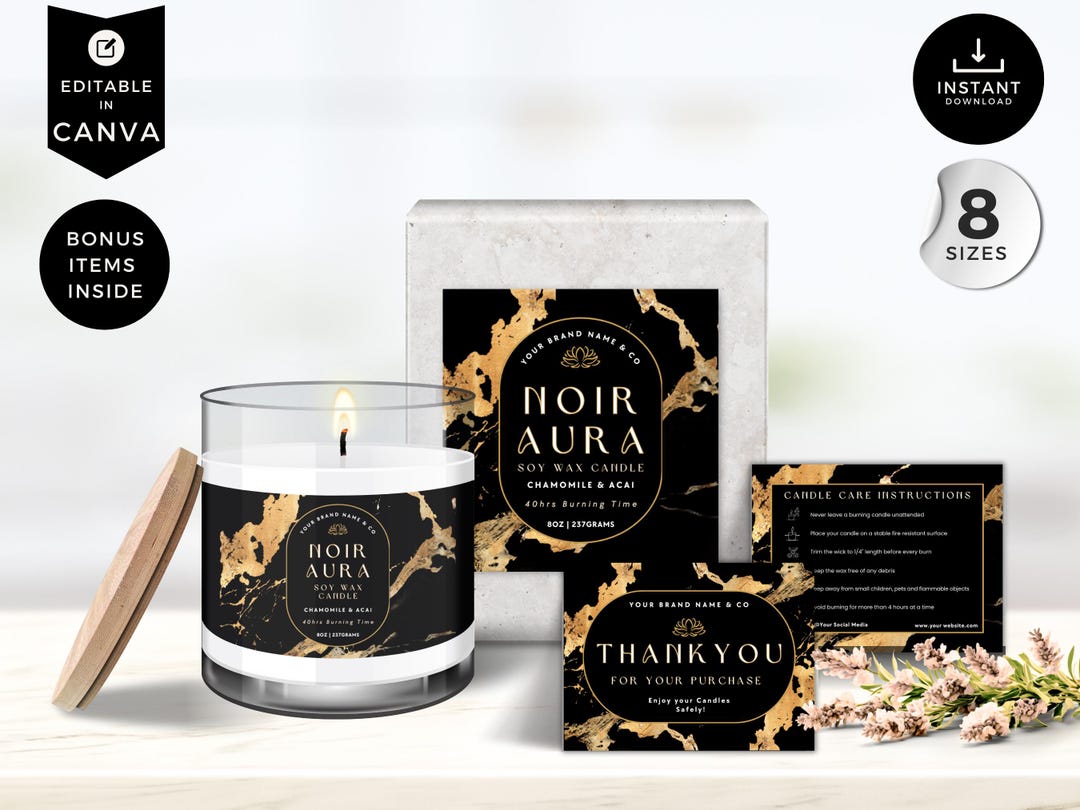 Editable Candle Jar Label Template, DIY Candle Product Design, Modern ...