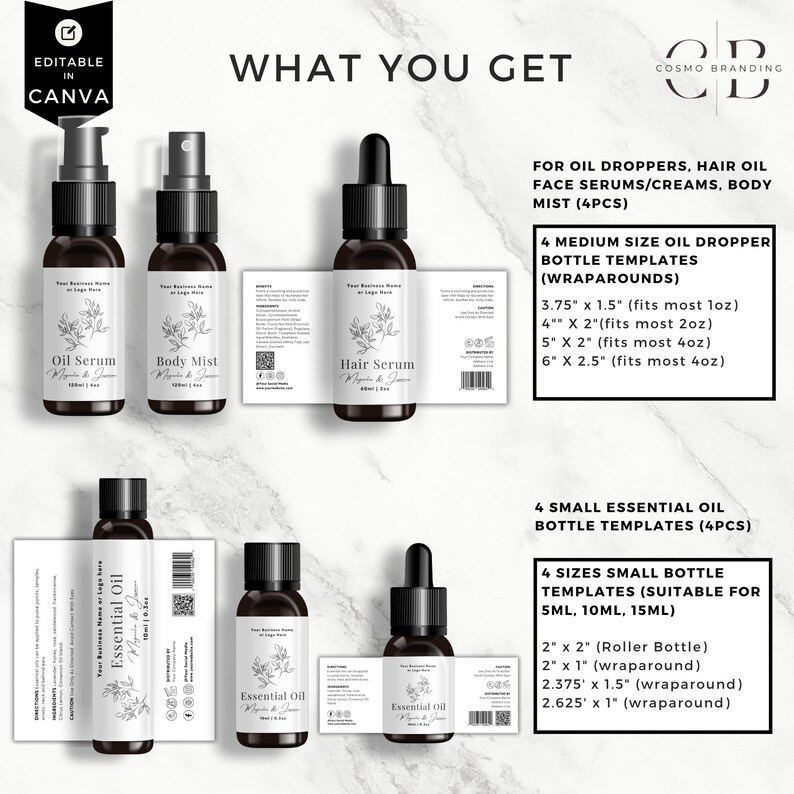 Editable Cosmetic Label Templates, Custom Body Product Label, DIY ...