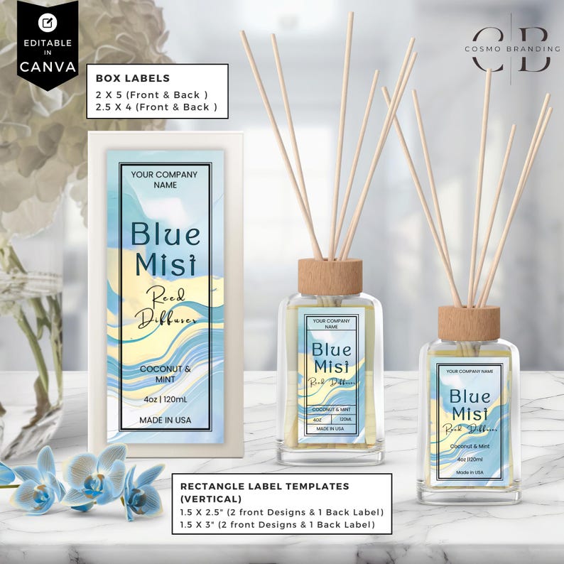 Editable Reed Diffuser Template, DIY Canva Product Labels, Room ...