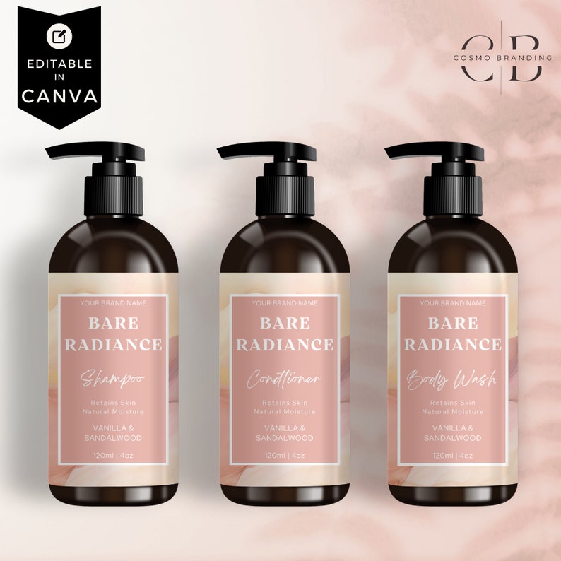 Shampoo Bottle Label Template, Canva Bottle Design, DIY Cosmetic Bottle ...