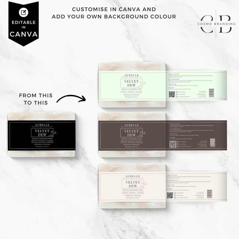 Luxury Elegant Soap Label Template Set, Canva Editable Soap Packaging ...