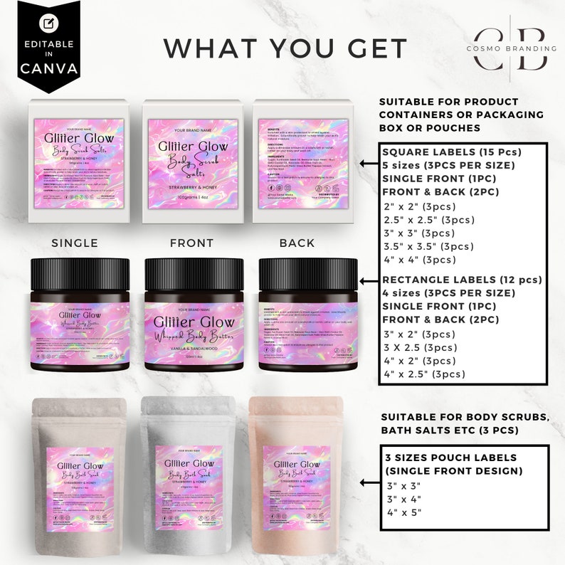 Vibrant Skincare Label Template Bundle Canva Editable Cosmetic Labels ...
