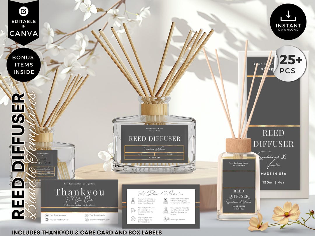 Editable Reed Diffuser Template, DIY Canva Product Labels, Room ...
