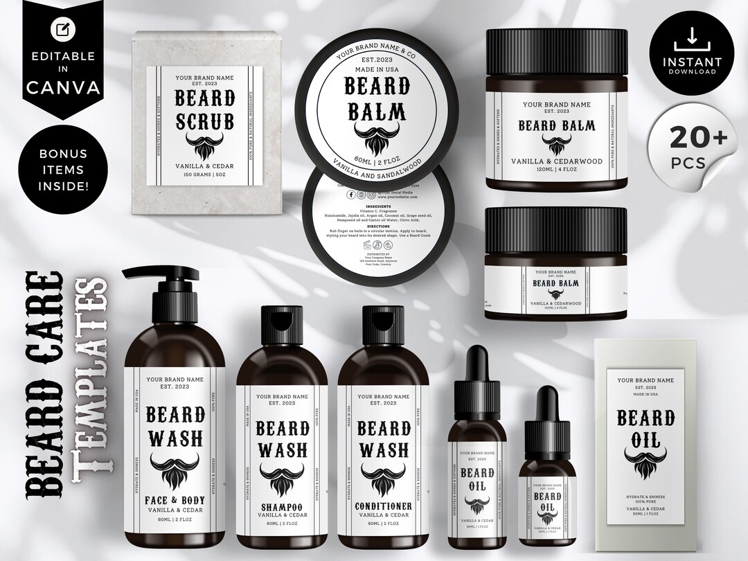 Editable Cosmetic Label Templates, DIY Men Care Labels, Jar Labels ...