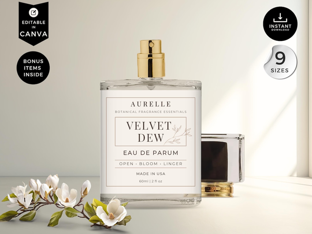 Luxury Elegant Perfume Label Template, Canva Editable Fragrance Labels ...