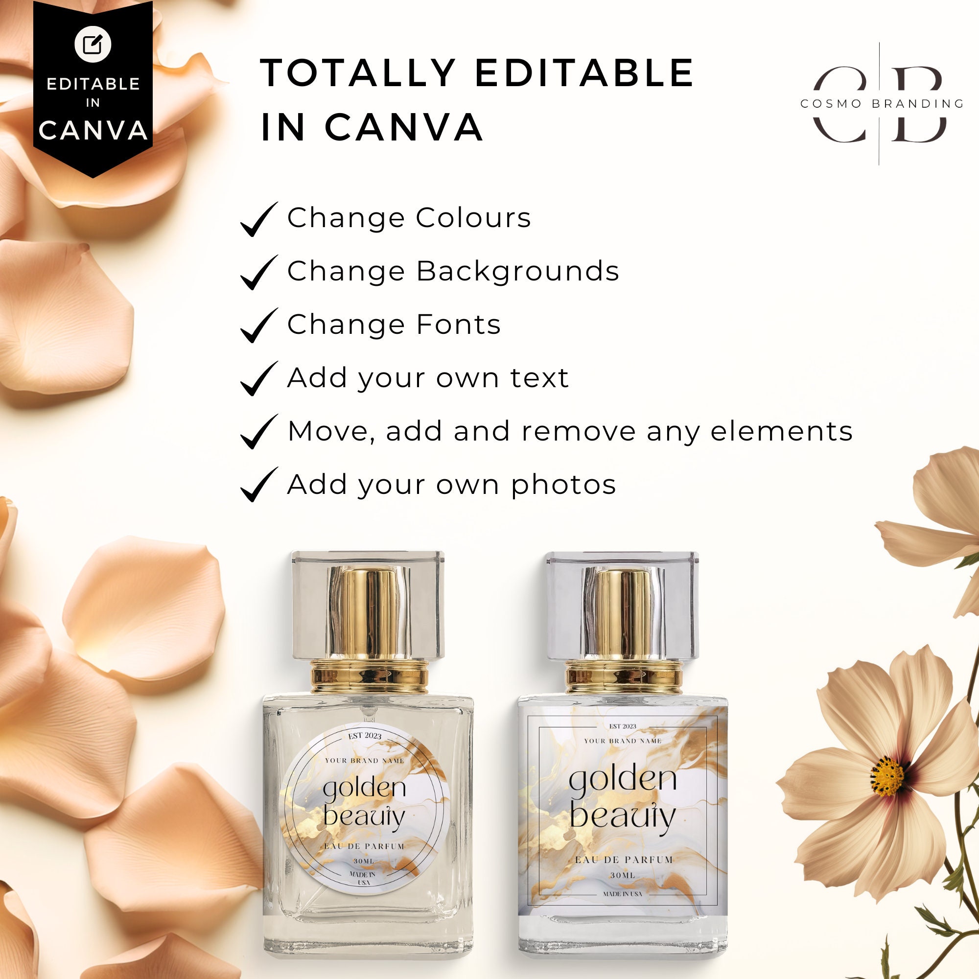 Editable Perfume Bottle Label, Custom Fragrance Canva Design, DIY ...