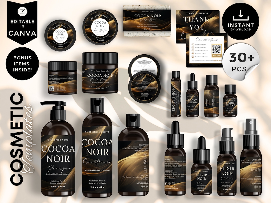 Editable Cosmetic Label Templates, Custom Body Product Label, DIY ...