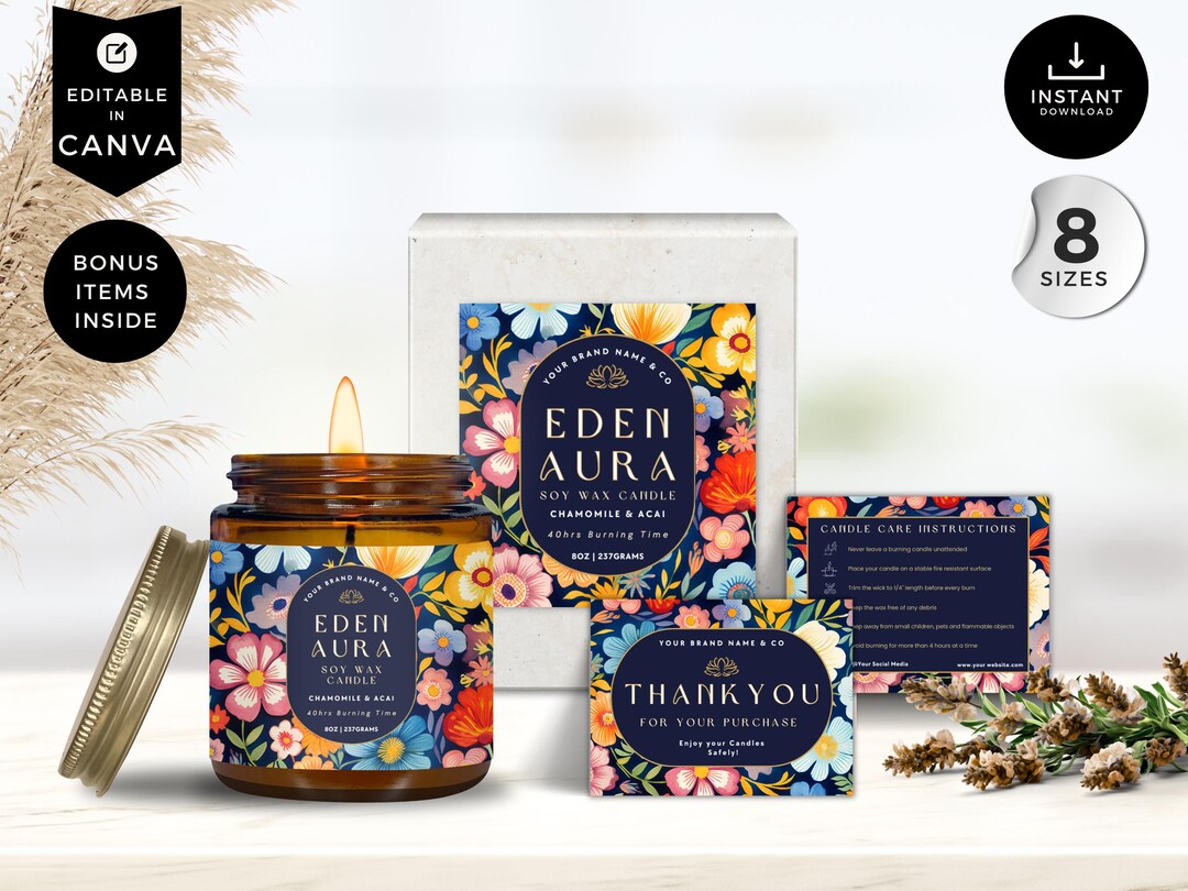 Editable Candle Jar Label, DIY Candle Label Template, Modern Candle ...