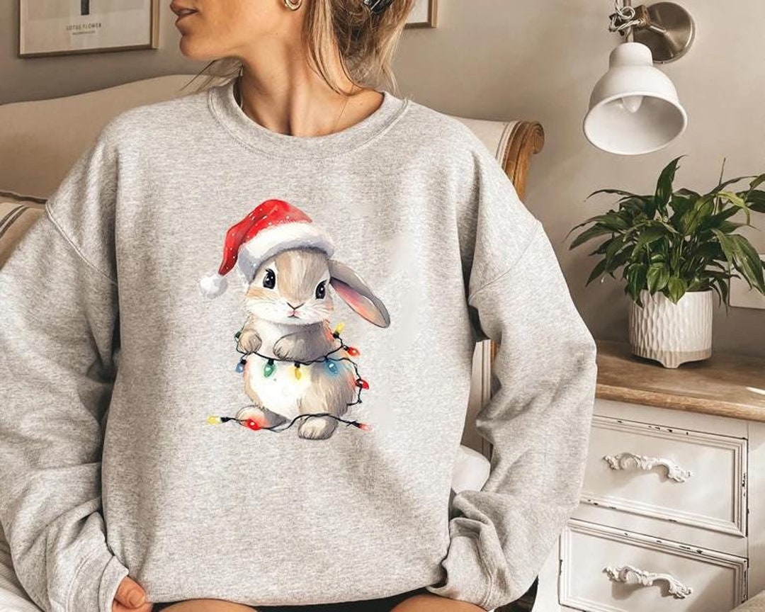Cute Rabbit Christmas Sweatshirt, Bunny Lover Shirt, Christmas Shirt ...