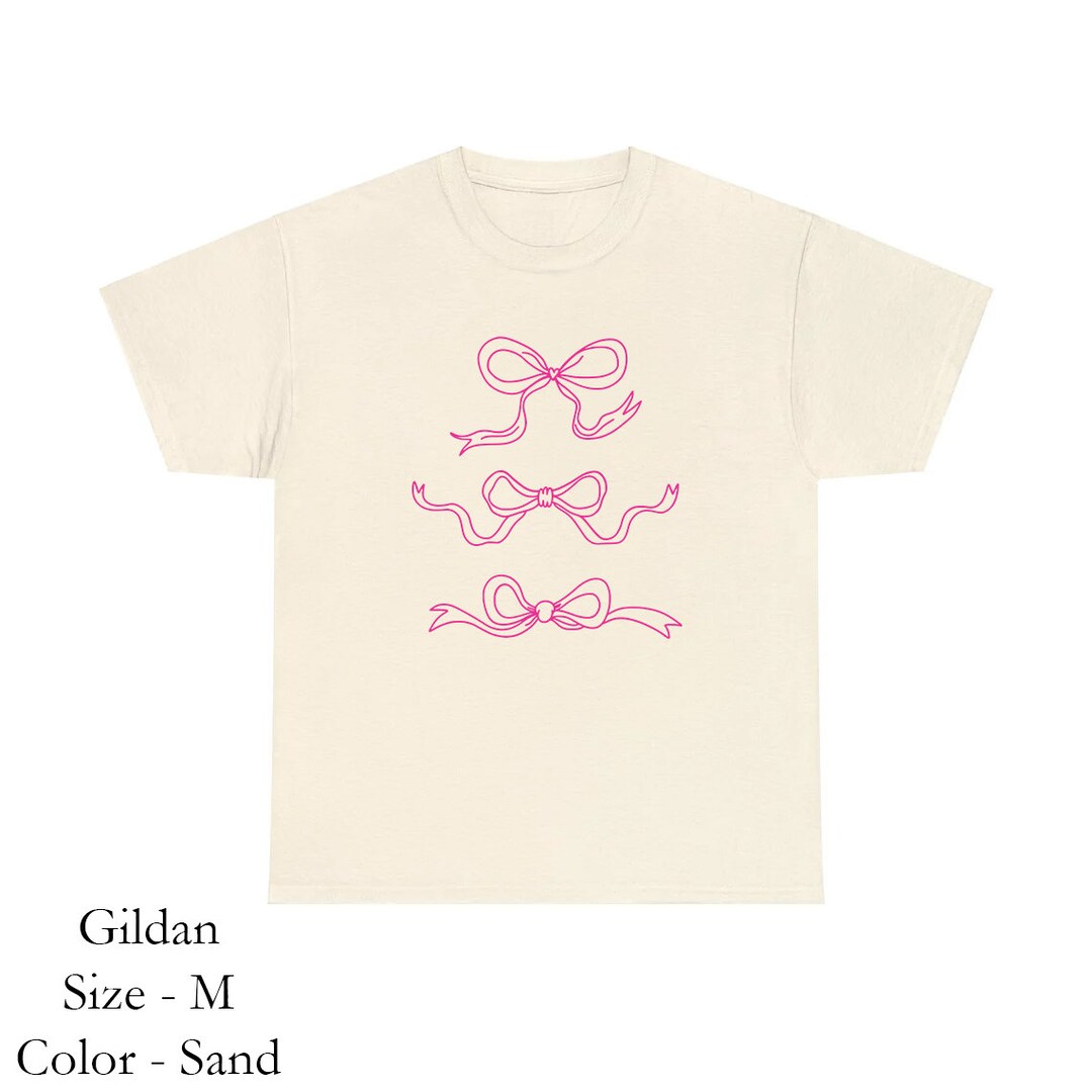 Coquette Pink Bow Tee Soft Girlcore 90s Clothing Trendy Tee Clean