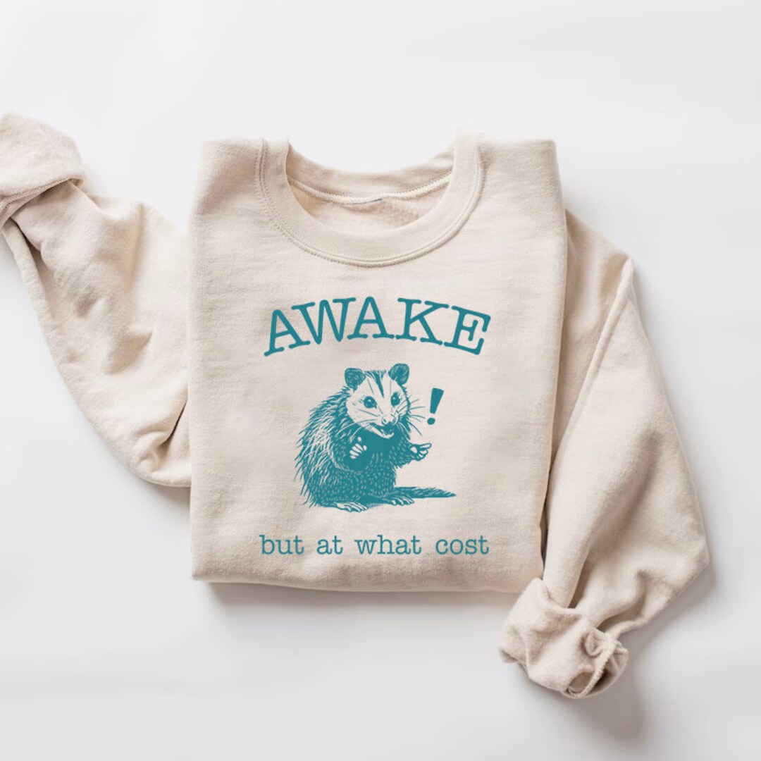 Awake but at What Cost Trendy Shirt, Funny Opossum Meme T-shirt, Funny ...