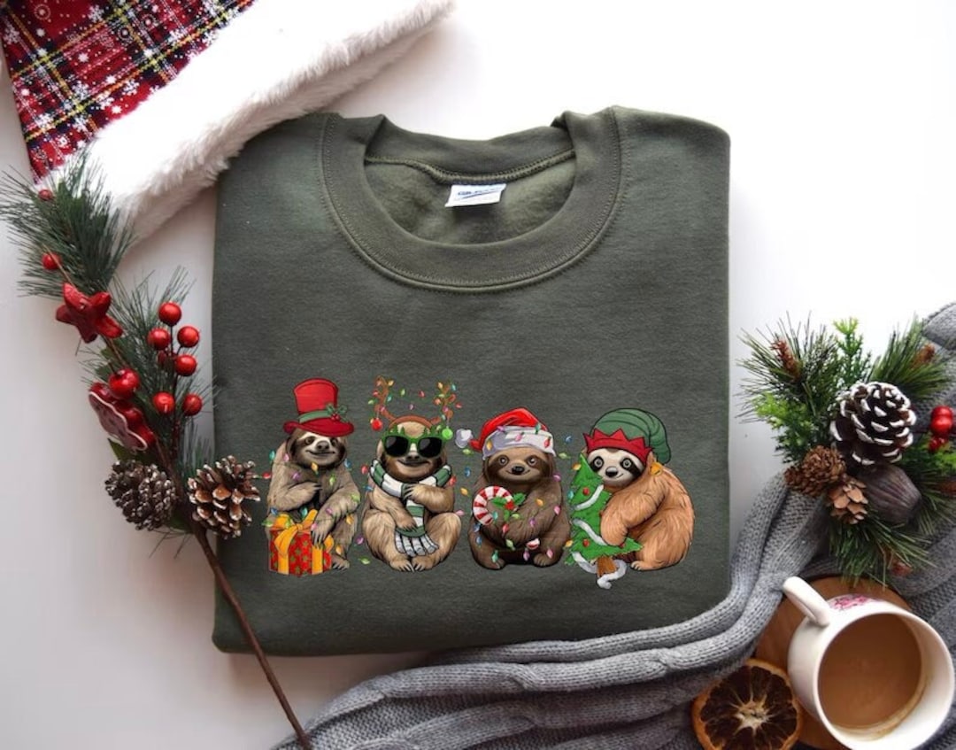 Funny Sloth Christmas Lights Sweatshirt, Merry Slothmas Sweater, Sloth ...