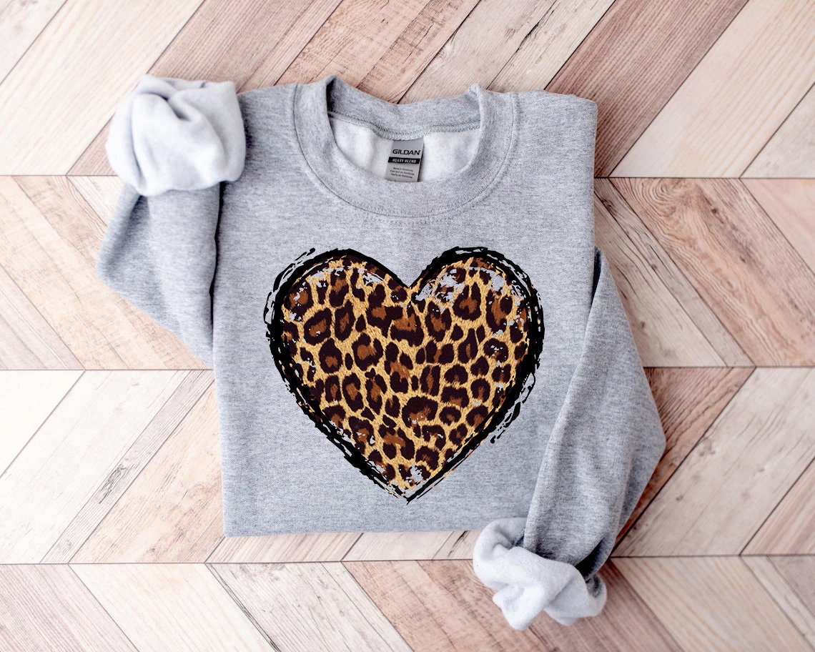 Leopard Heart Shirt, Doodle Heart Valentines Shirt, Cute Heart Shirt ...