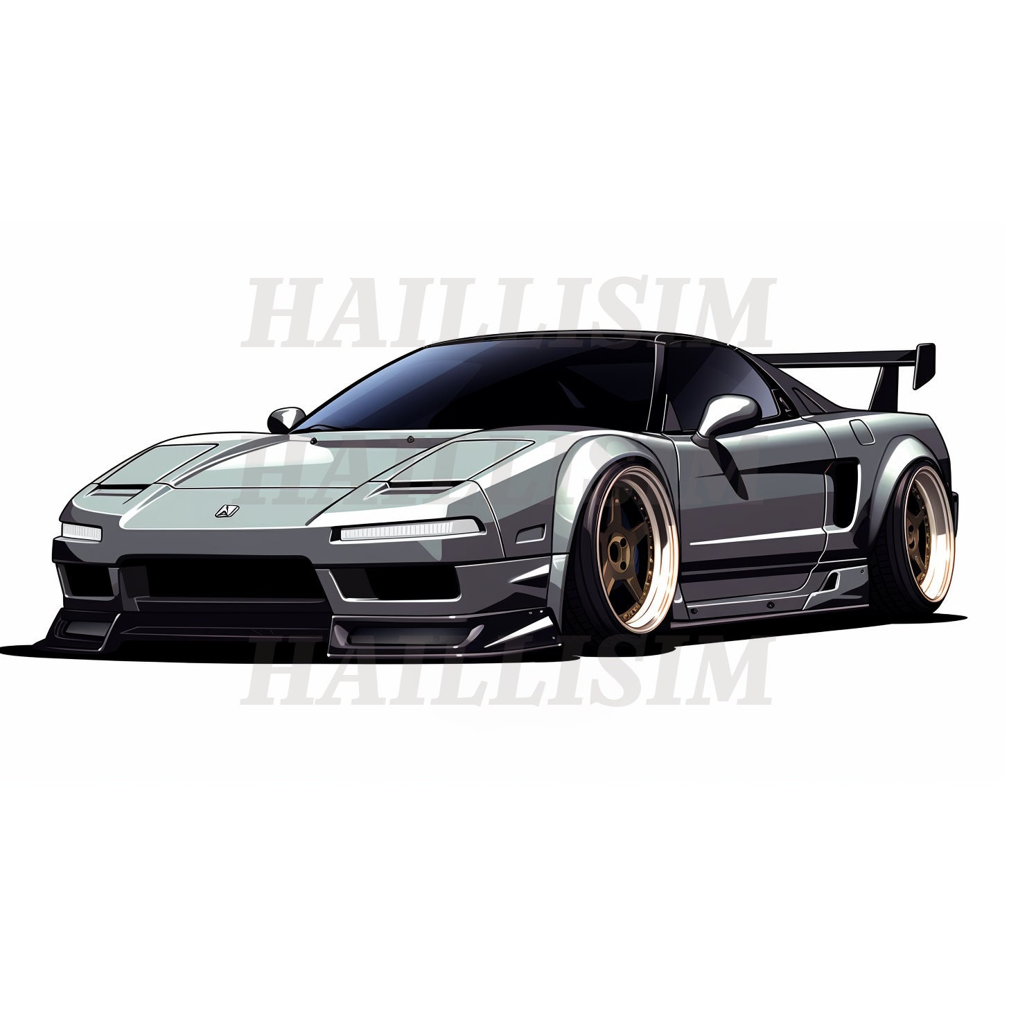 Honda NSX Digital Illustration Art PNG Transparent Background and White ...